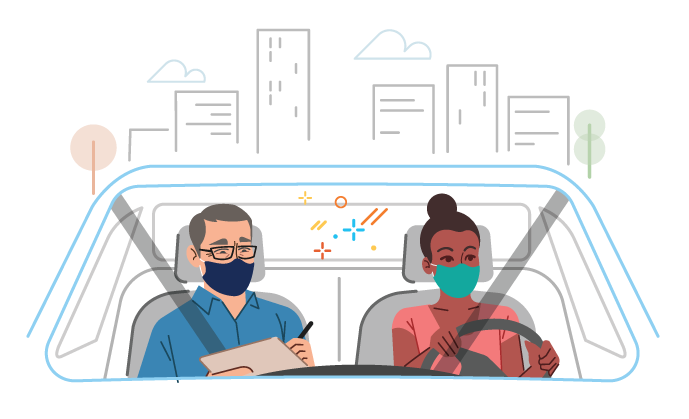 ama road test instructor with mask